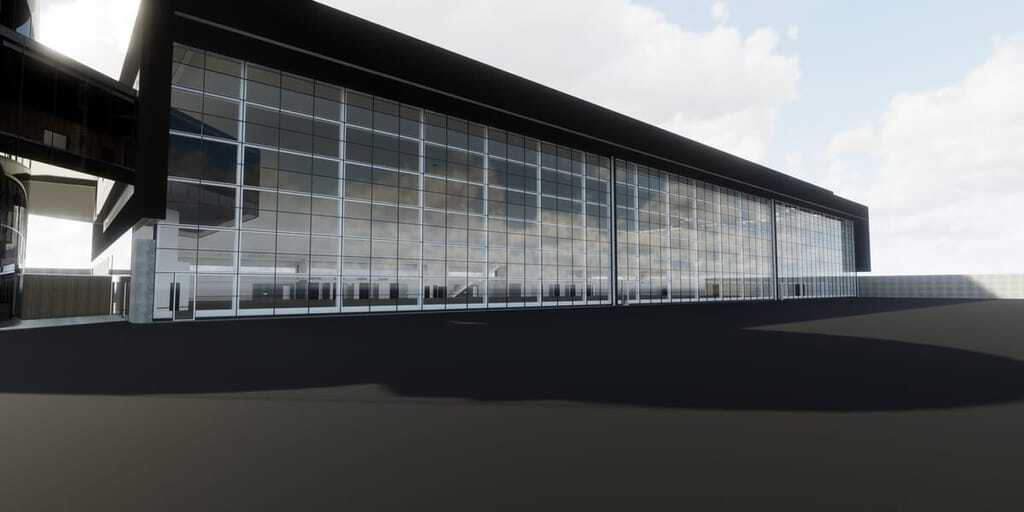 113 Meter verfahrbare Glasfassade - sicht & sonnenschutz